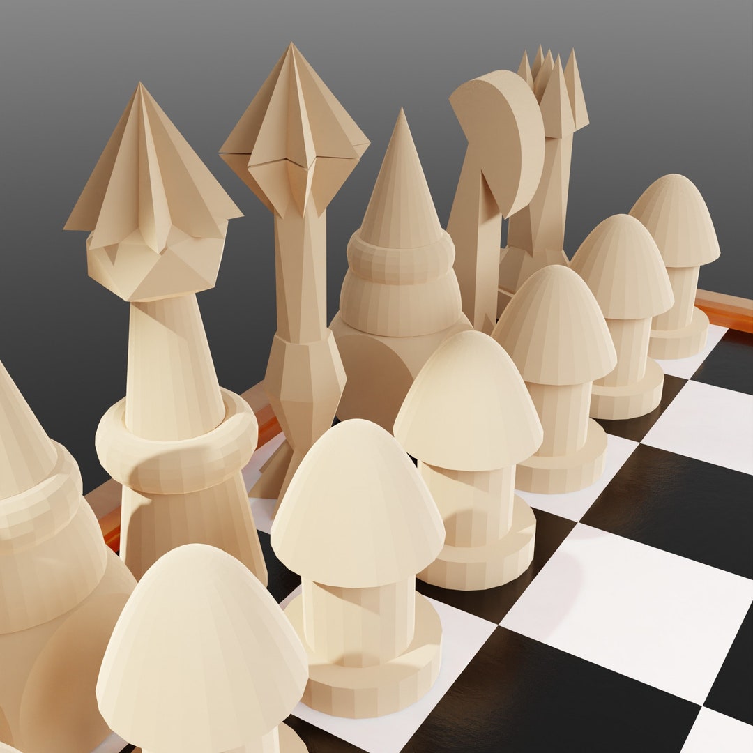 Chess Set Modern - 3D Print File Stl, Chess Set - Premium Chess Set ...