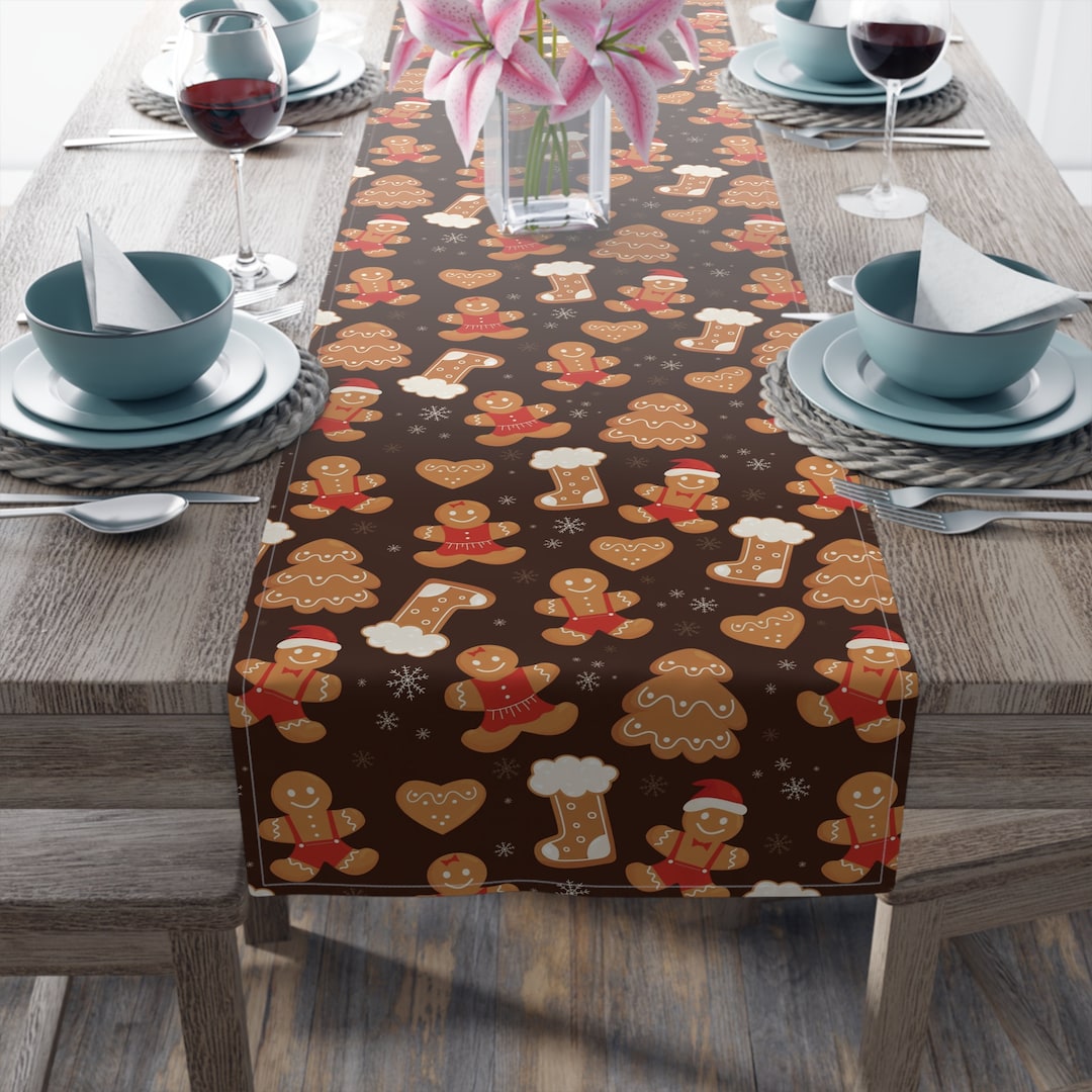 Gingerbread Man Table Runner, Cute Christmas Table Runner, Holidays ...