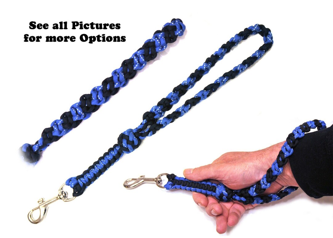 12 Inch Paracord Dog Leash: Black & Reflective Blue Traffic Lead - Etsy