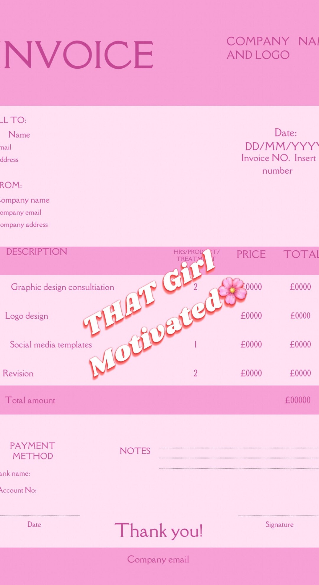 Girl Boss Company Invoice Pink - Etsy