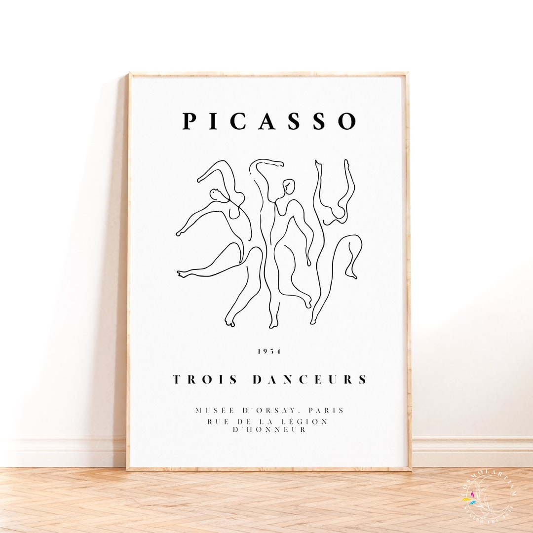 Pablo Picasso Three Dancers Exhibition Poster Print, One Line Art Serie ...