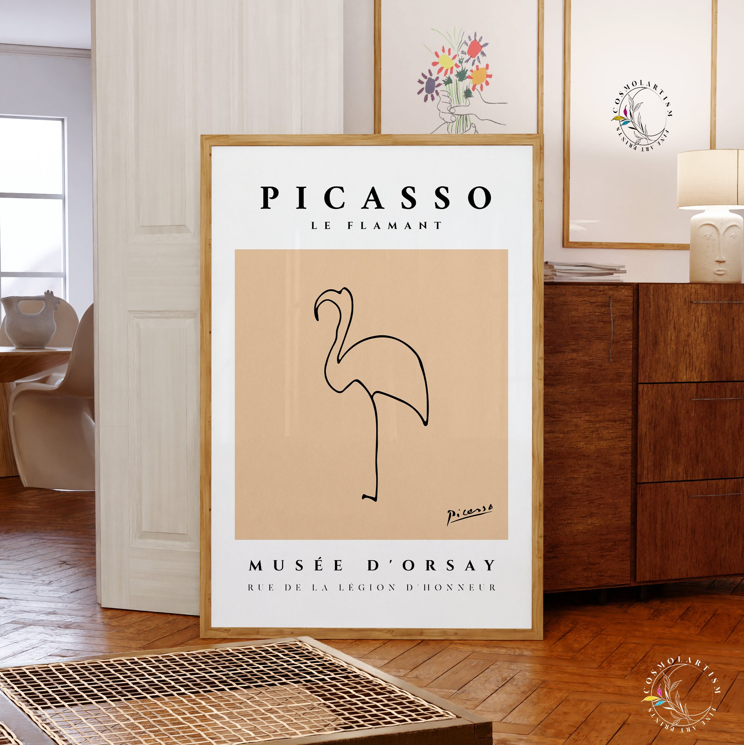 Pablo Picasso Flamingo Poster, Picasso Animal Wall Print, Line Art ...