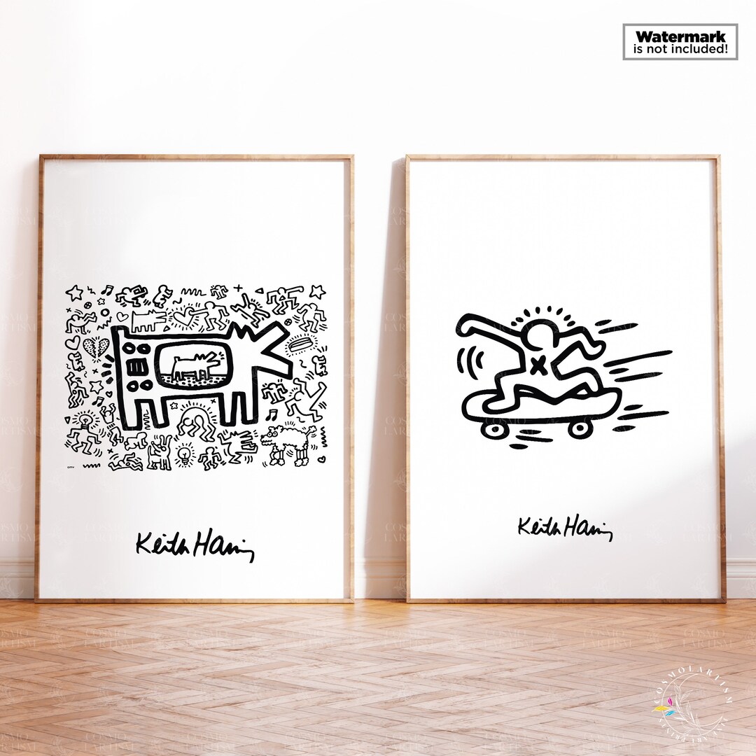 Keith Haring Set of 2, Keith Haring Skater, Pop Art Print, Keith Haring ...