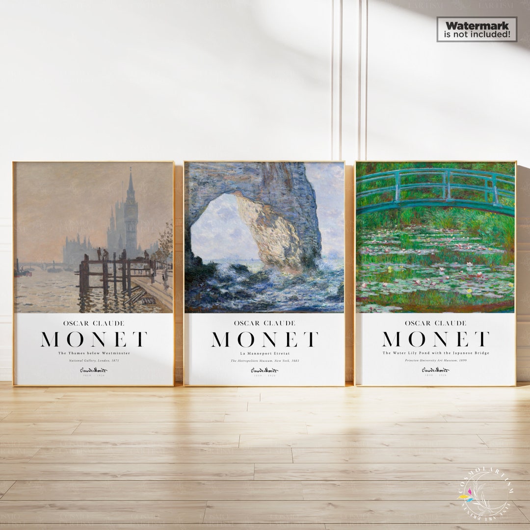 Claude Monet Set of 3 Prints, Gallery Wall Set, Monet Print, Exhibition ...