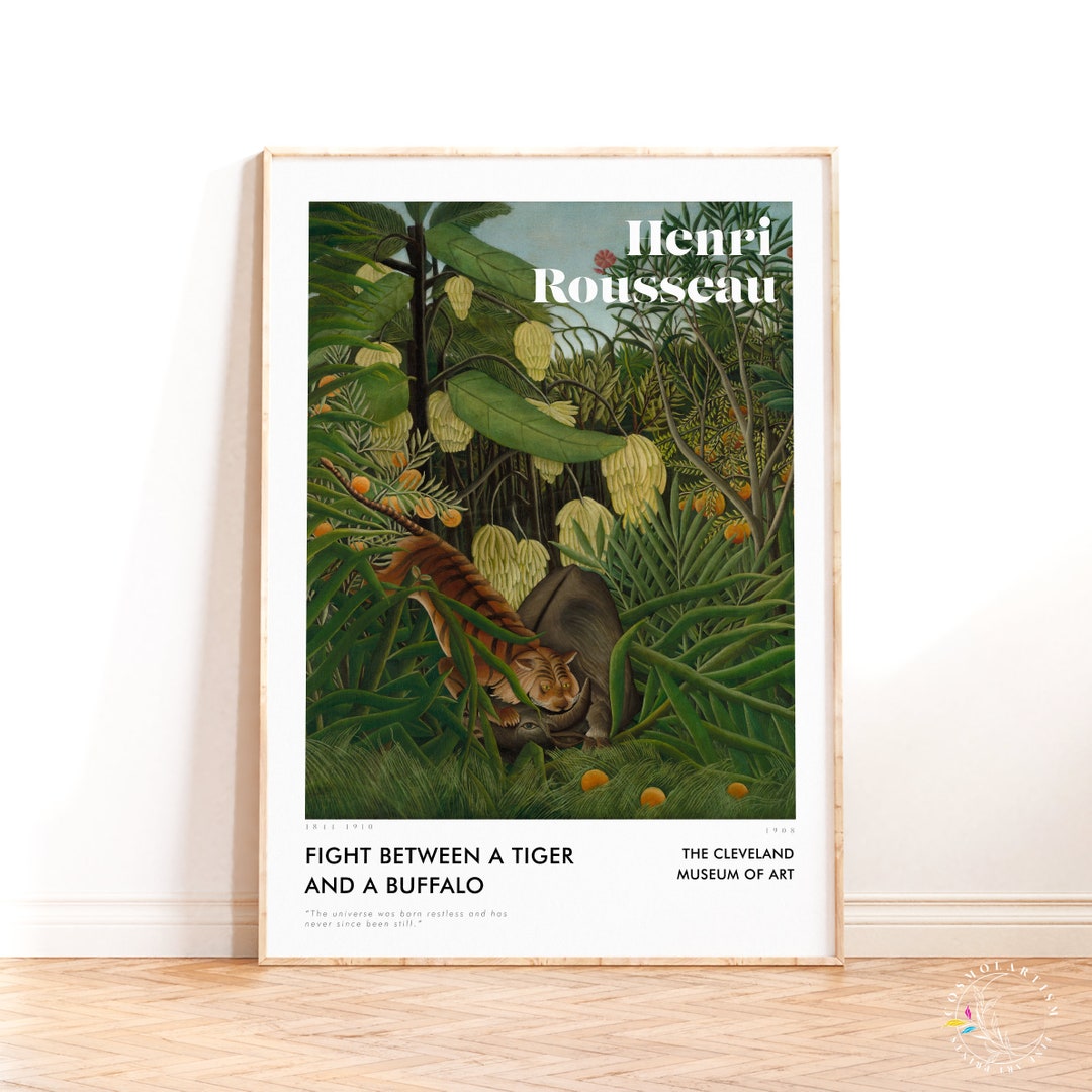 Henri Rousseau Poster, Fight Between a Tiger and a Buffalo Exhibition ...