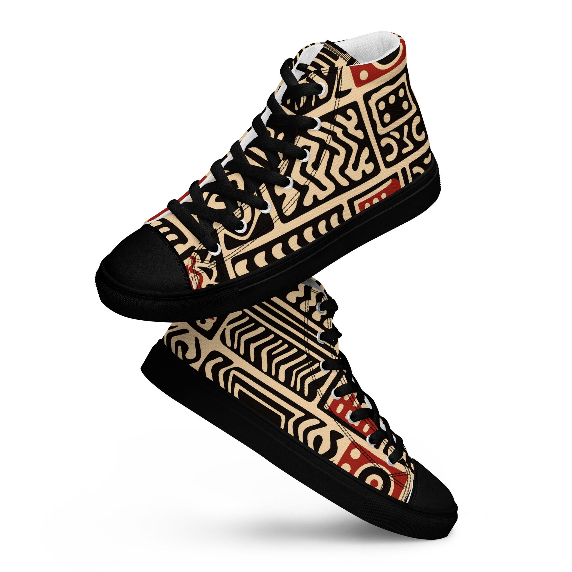 African Print Women’s High Top Canvas Shoes Abstract African Pattern ...
