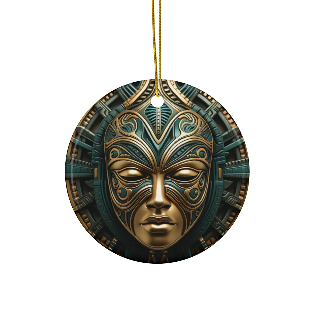 Black Queen Kwanzaa Christmas Decor Green and Gold Mask Two-sided Bulk ...
