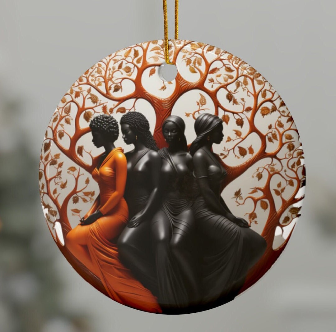 African American Black Sisterhood Kwanzaa Christmas Ornament Decor Two ...