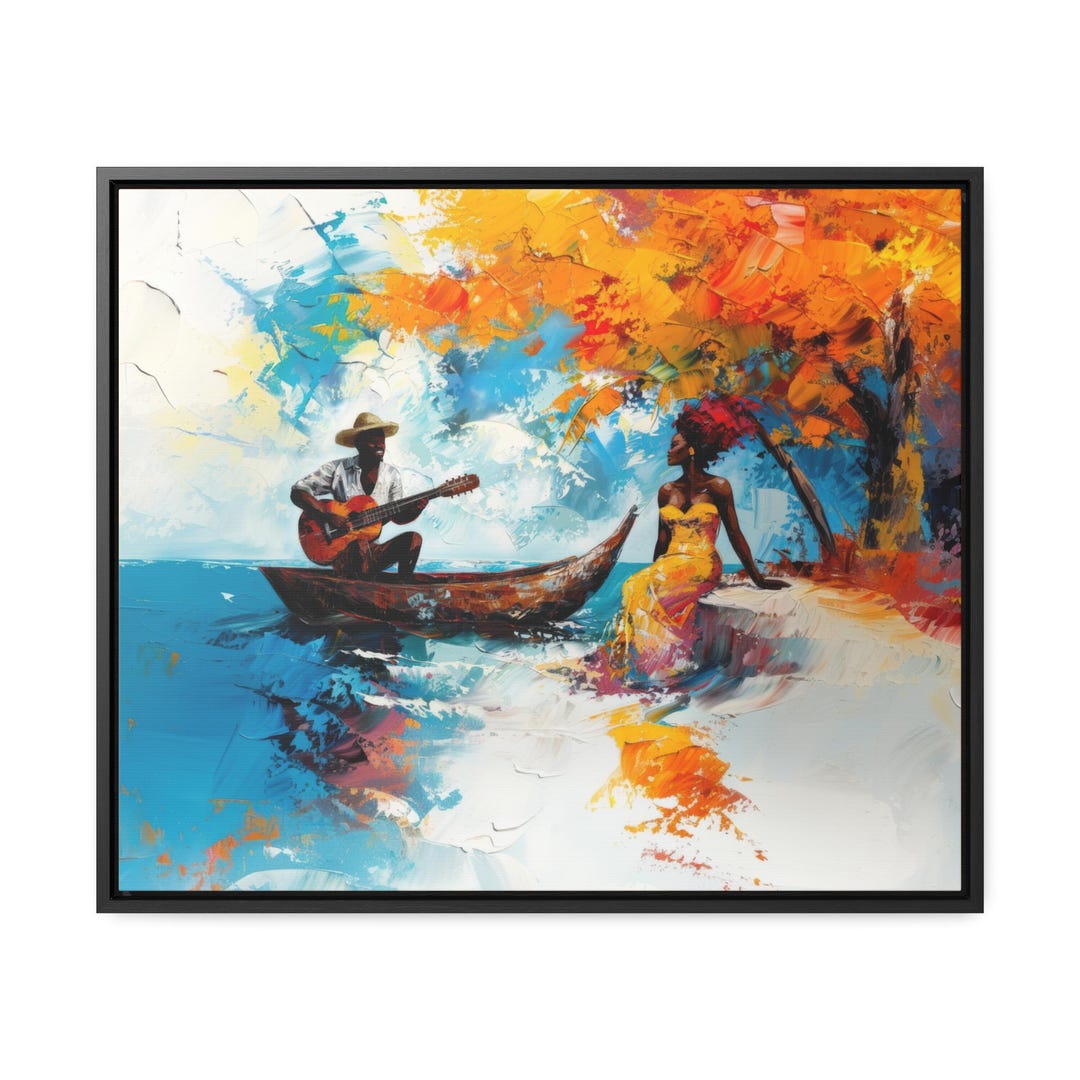 Vibrant Afro-caribbean Romance Canvas Art Abstract African-american ...