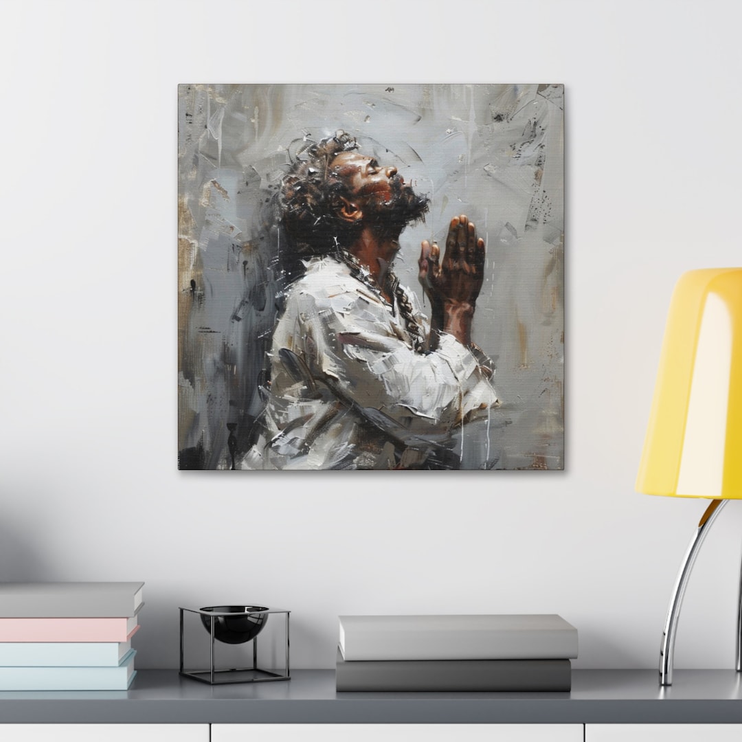 Inspirational Black African American Culture Wall Art Man in Prayer ...
