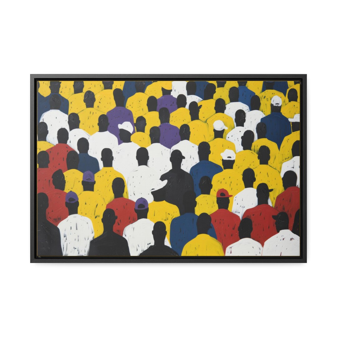 Crowd of Colorful Unity - African American Wall Art, 100% Cotton Canvas ...