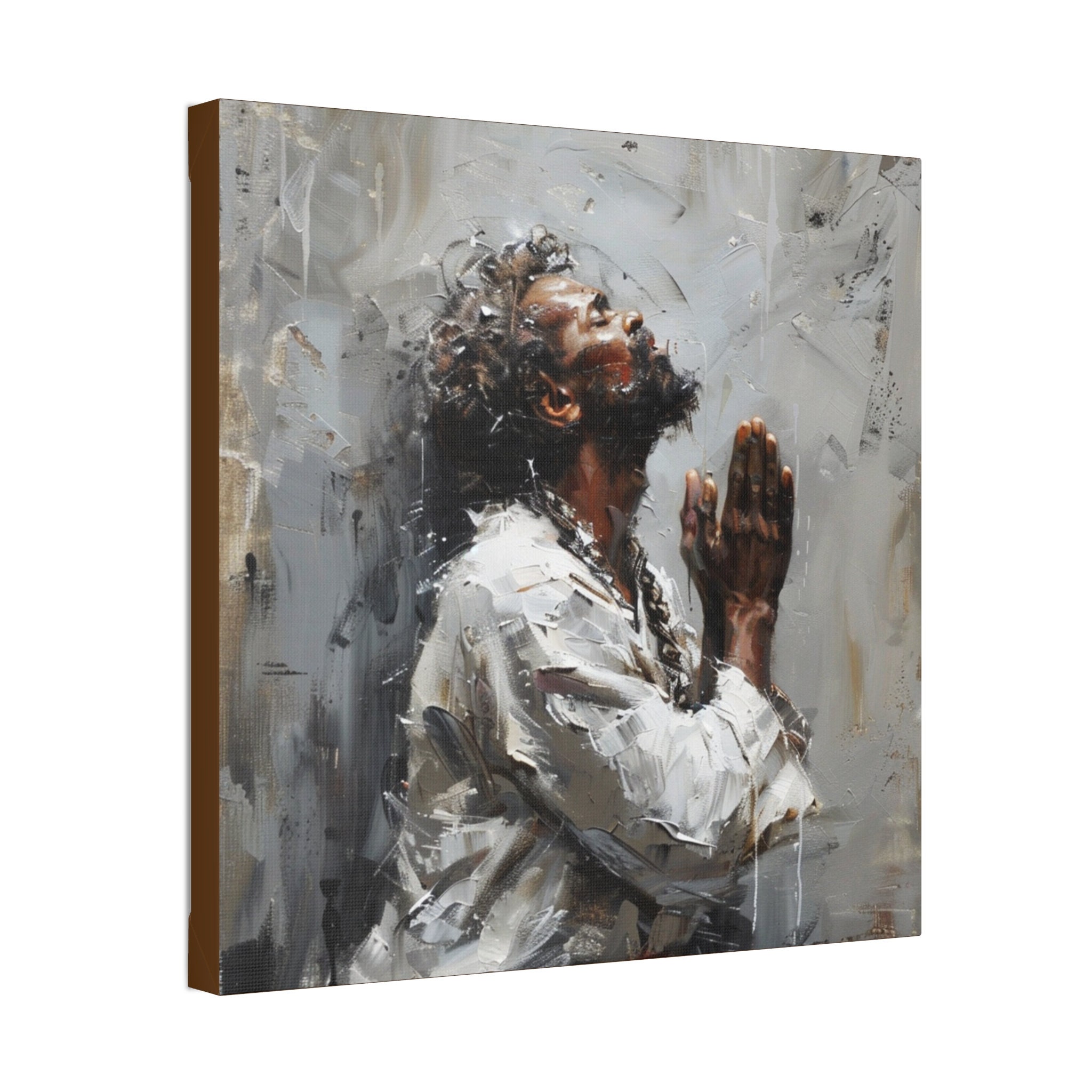 Inspirational Black African American Culture Wall Art Man in Prayer ...