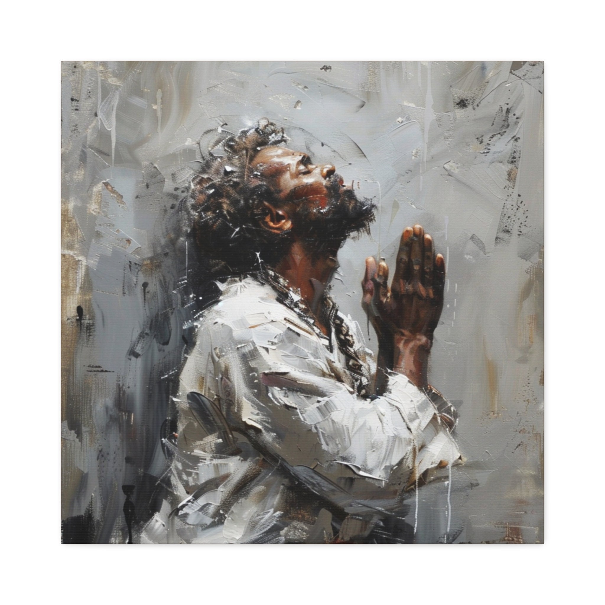 Inspirational Black African American Culture Wall Art Man in Prayer ...
