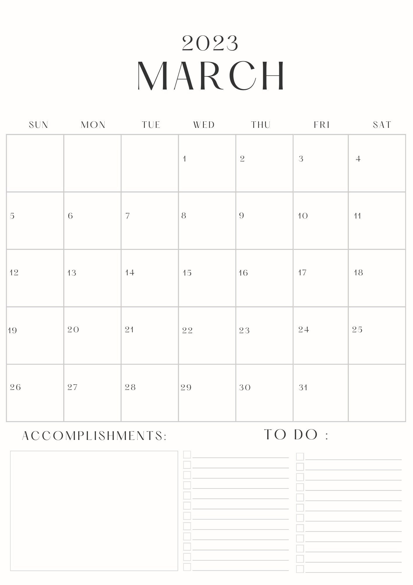 Digital March 2023 Calendar - Etsy