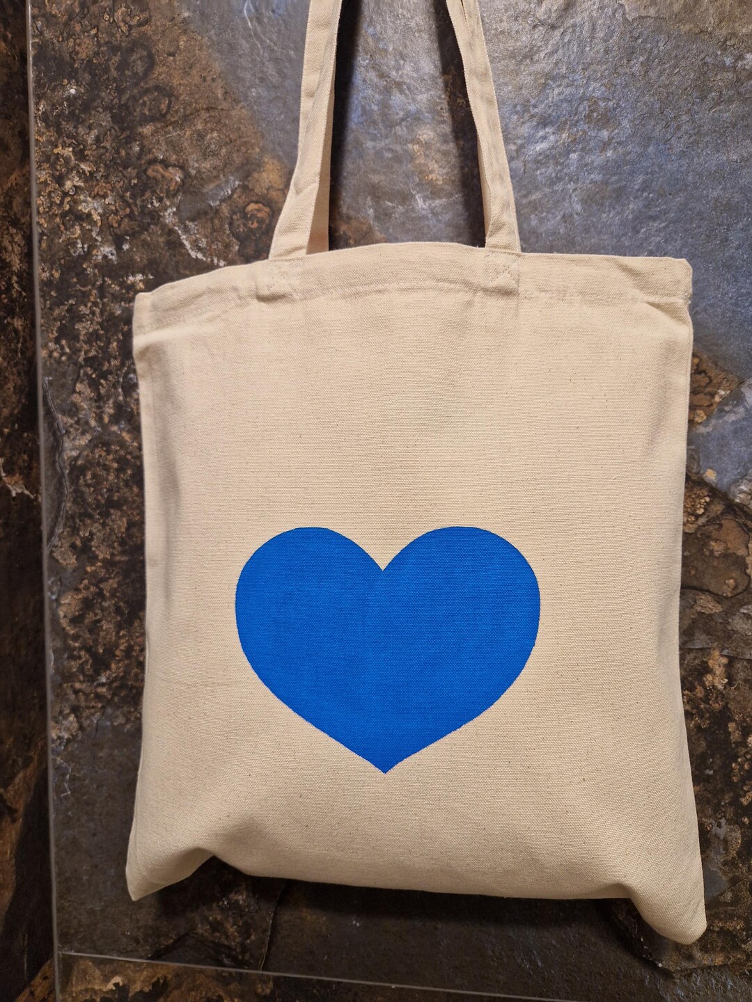Canvas Tote Bag BLUE Opaque – FAMILY1 Hand Painted Heart Design - Etsy