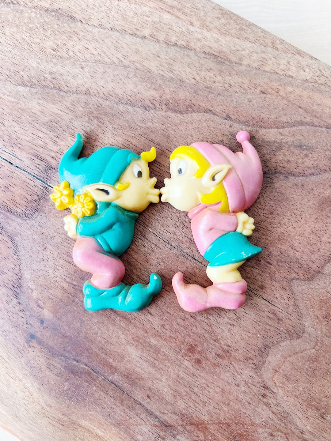 Vintage Selfix Kissing Pixie Magnets - Elf Magnets, Cute Retro Kitsch ...