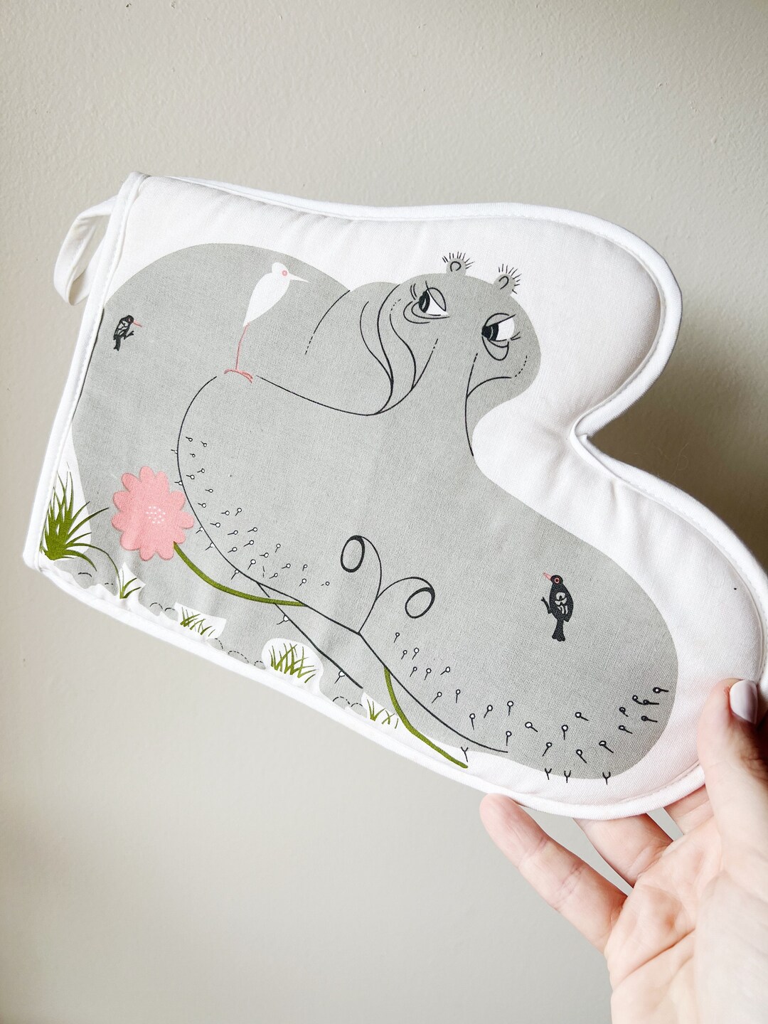 Vintage 5-piece Hippo Kitchen Set - 2 Napkins, 2 Placemats, 1 Oven Mitt ...