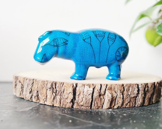 Vintage William the Hippo Ceramic Statue - Vintage Blue Hippopotamus ...