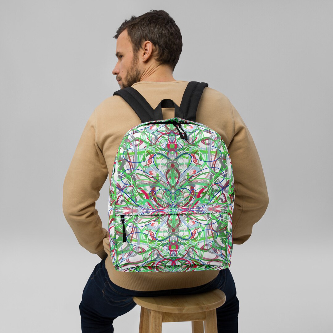 Backpack, SJ Series on White Abstract Design, Original Art by DM - Etsy