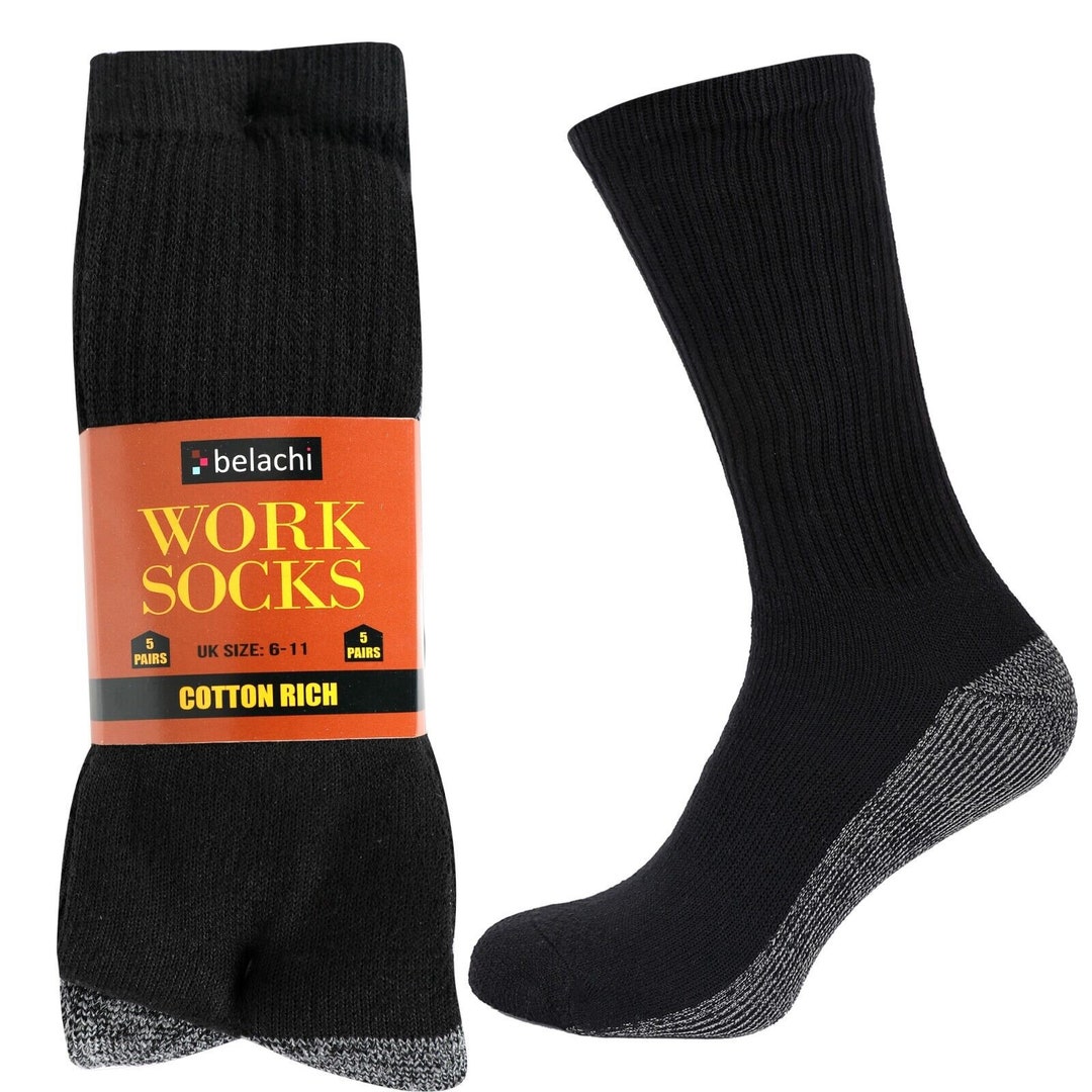 5-20 Pairs Men's Work Socks Heavy-duty Comfortable Fully Cushioned Crew ...