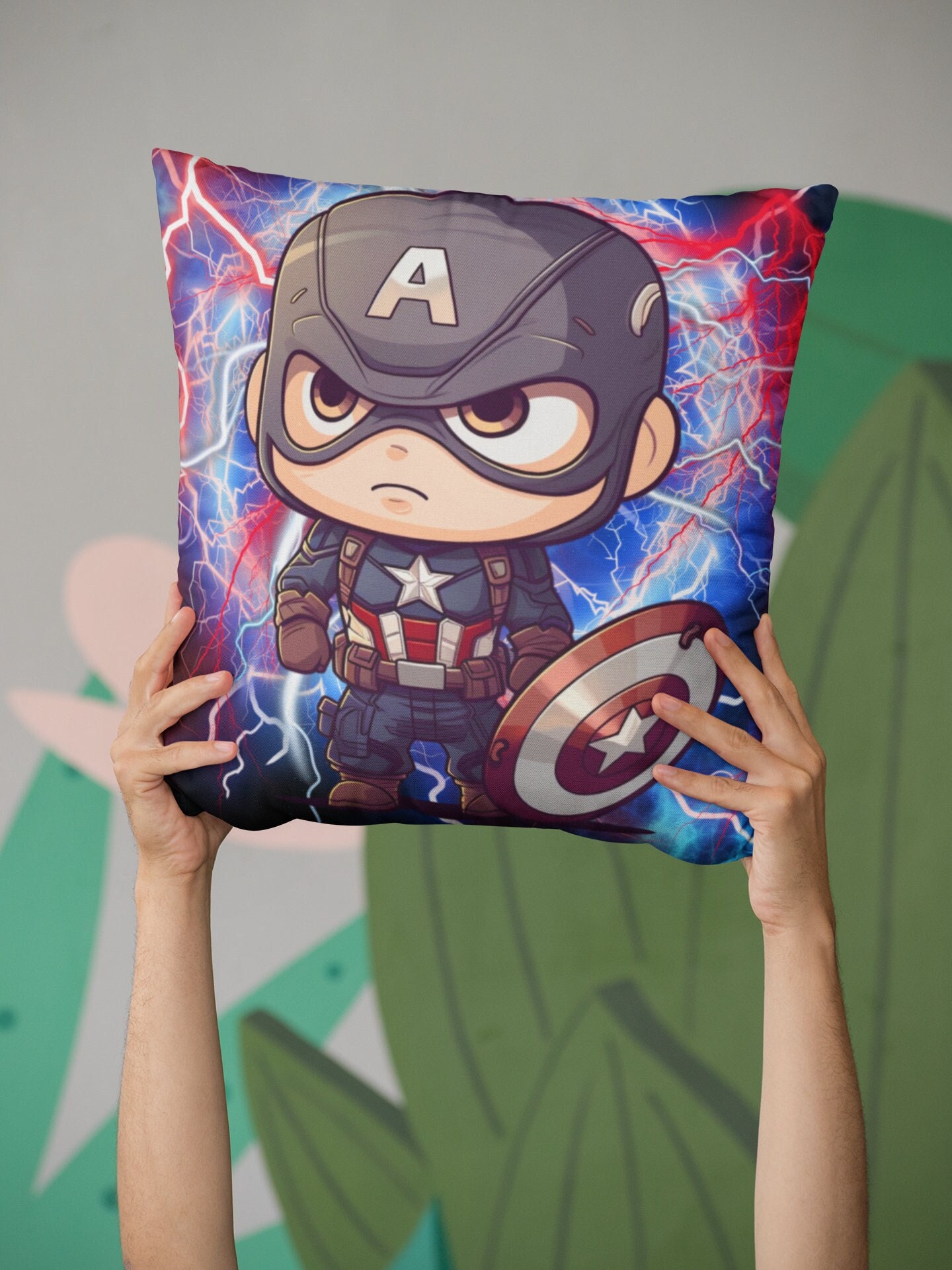 Chibi Captain America Pillow, Steve Rogers Cushion, Pillowcase, Pillow ...