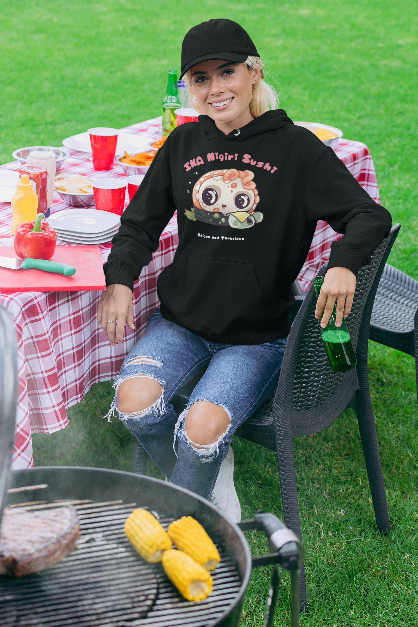 Ika Nigiri Sushi Hoodie, Sushi Hoodie, Exquisite Nigiri Sushi Sweater ...