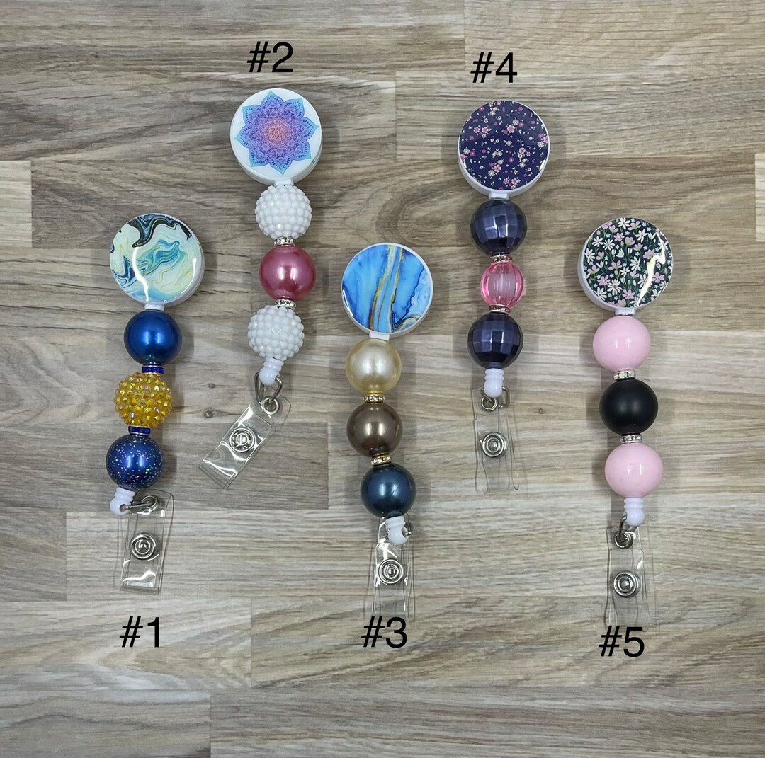 Beaded Retractable Clip-on Badge Reels Specify Choice in ...