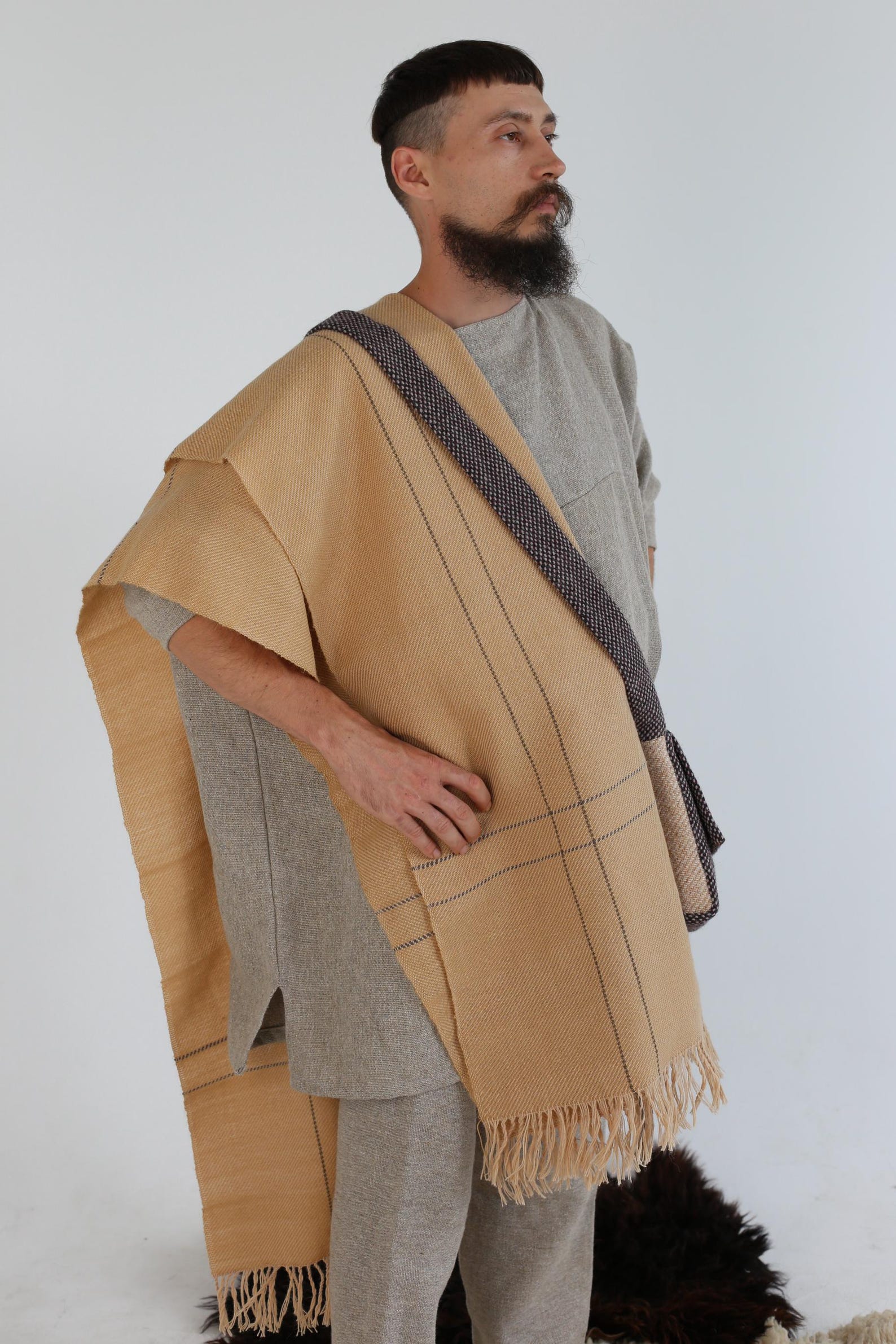 Handwoven Wool Cloak: Iron Age Bredmose Shawl, Historical Reenactment ...