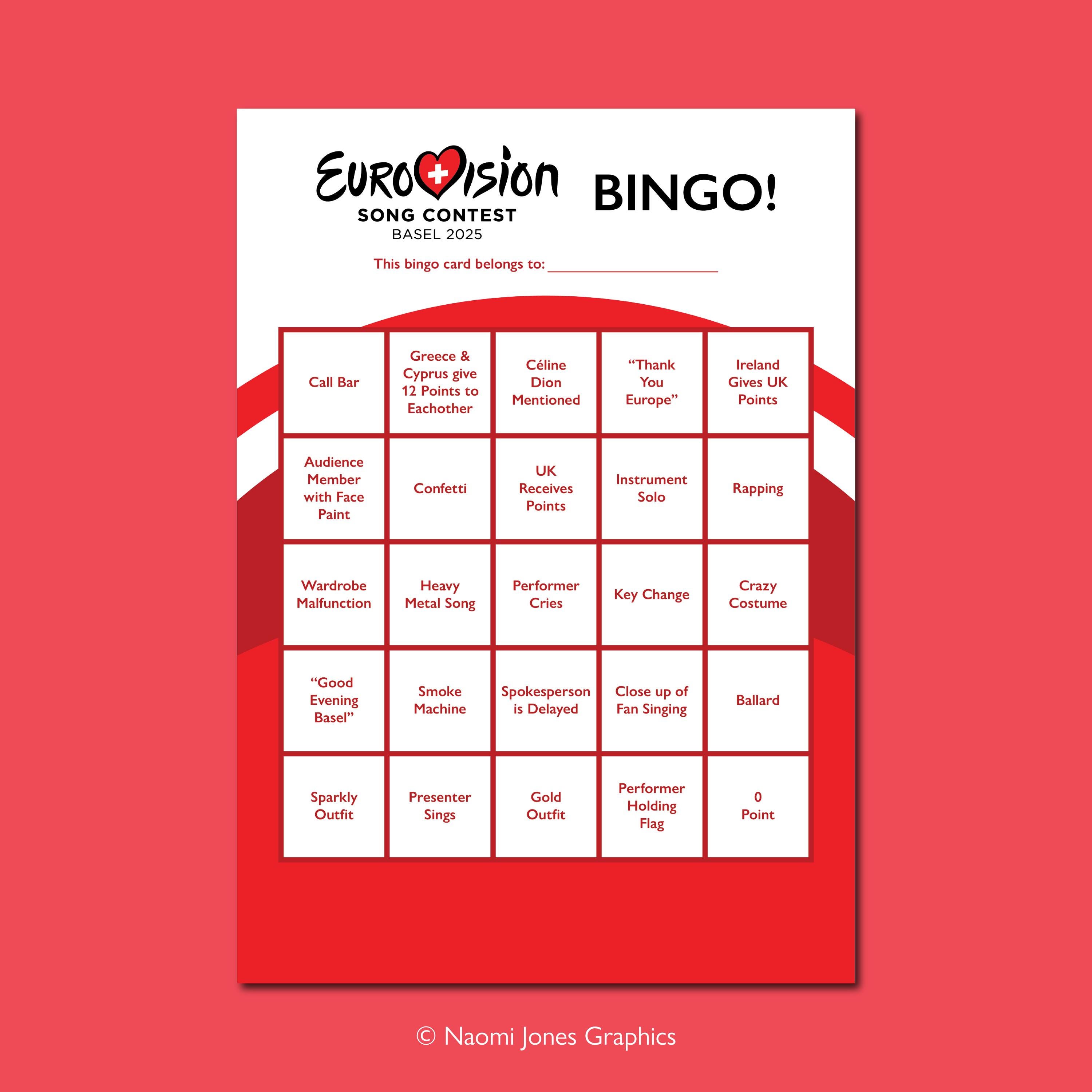 Eurovision Song Contest 2025 Bingo Card Party Pack, Digital Download - Etsy