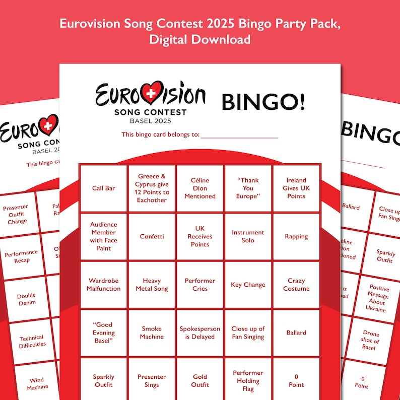Eurovision Song Contest 2025 Bingo Card Party Pack, Digital Download - Etsy