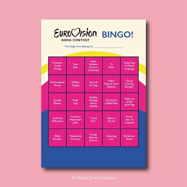 Eurovision Song Contest 2023 Bingo Card Pack Digital Download - Etsy