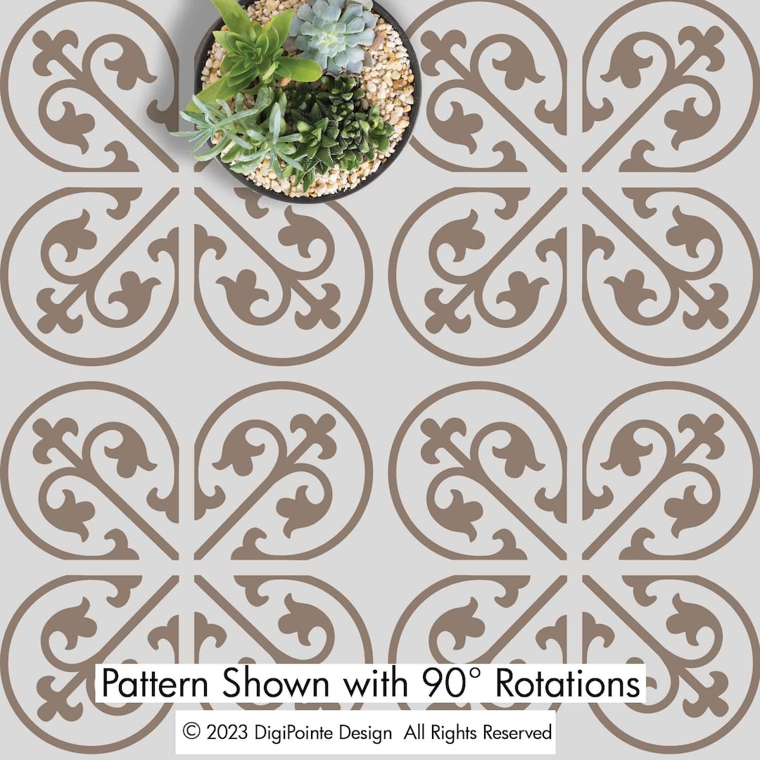 Tile Stencil, Wall Stencil, Patio Stencil, Concrete Stencil, Floor Painting, TILE 41Q Quarter ...