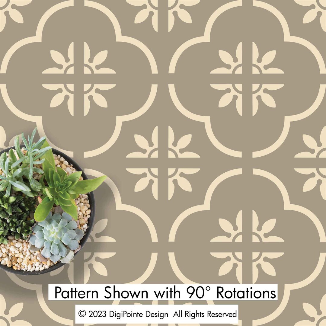 Tile Stencil, Wall Stencil, Patio Stencil, Concrete Stencil, Floor Painting, TILE 21Q Quarter ...