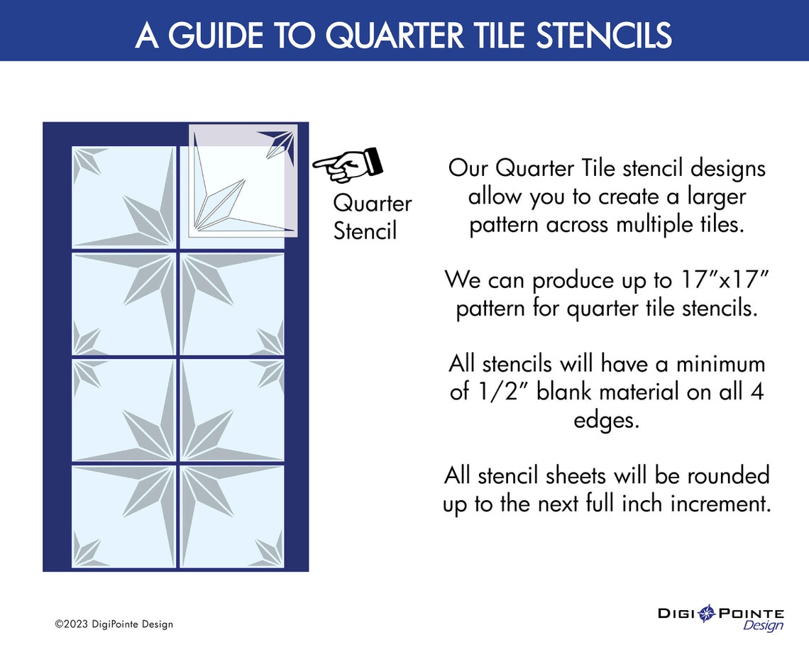 Tile Stencil, Wall Stencil, Patio Stencil, Concrete Stencil, Floor Painting, TILE 59Q Quarter ...