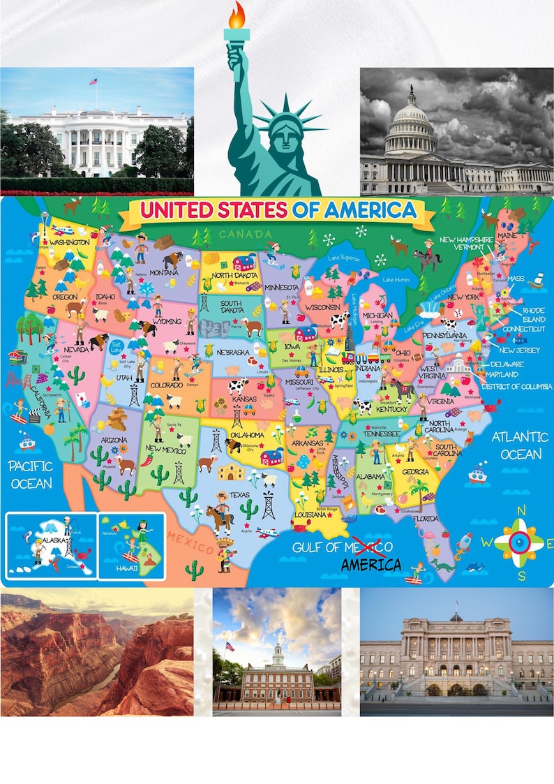 USA Map: Educational United States Geography Poster (digital Download ...