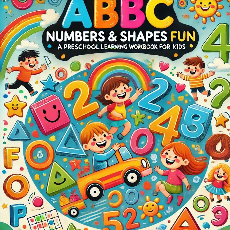 Kids Learning Printable Book ABC Numbers & Shapes Workbook Preschool ...