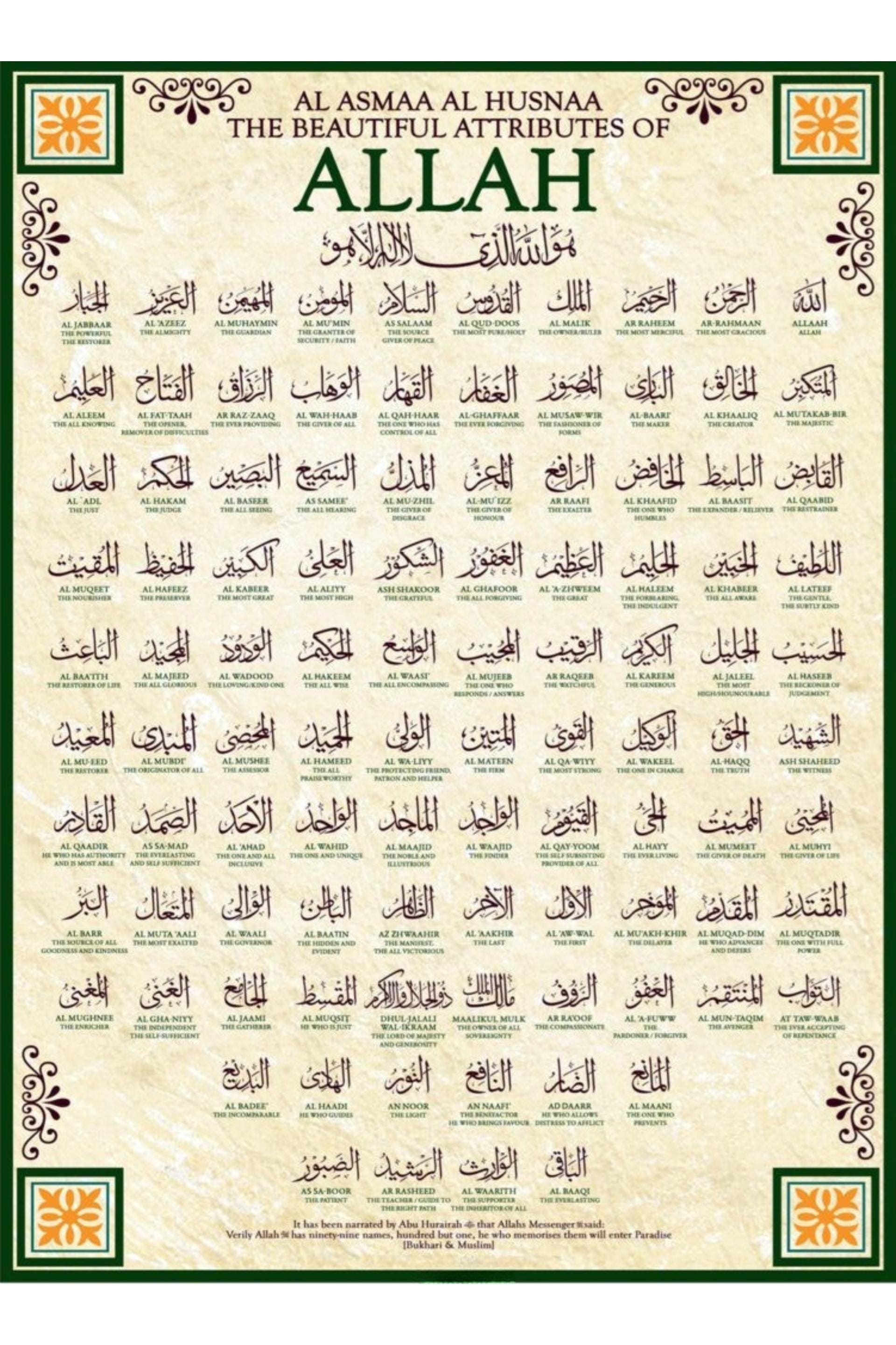 Islamic Wall Art: 99 Names of Allah & Prophet Muhammad Calligraphy (PDF ...
