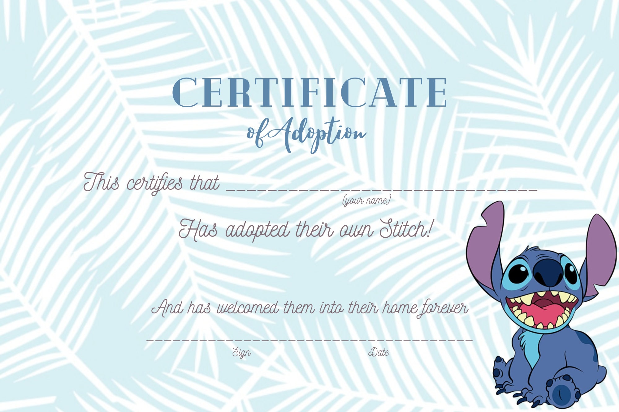 Stitch Adoption Cards - Etsy