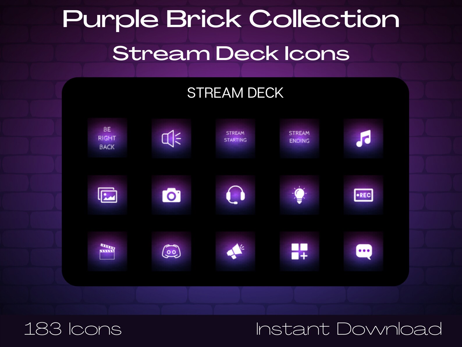 Purple Bricks Collection Stream Deck Icons 183 Icons for Elgato Stream ...