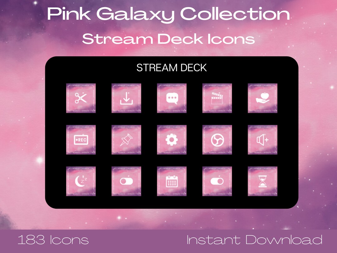 Pink Galaxy Collection Stream Deck Icons 183 Icons for Elgato Stream ...