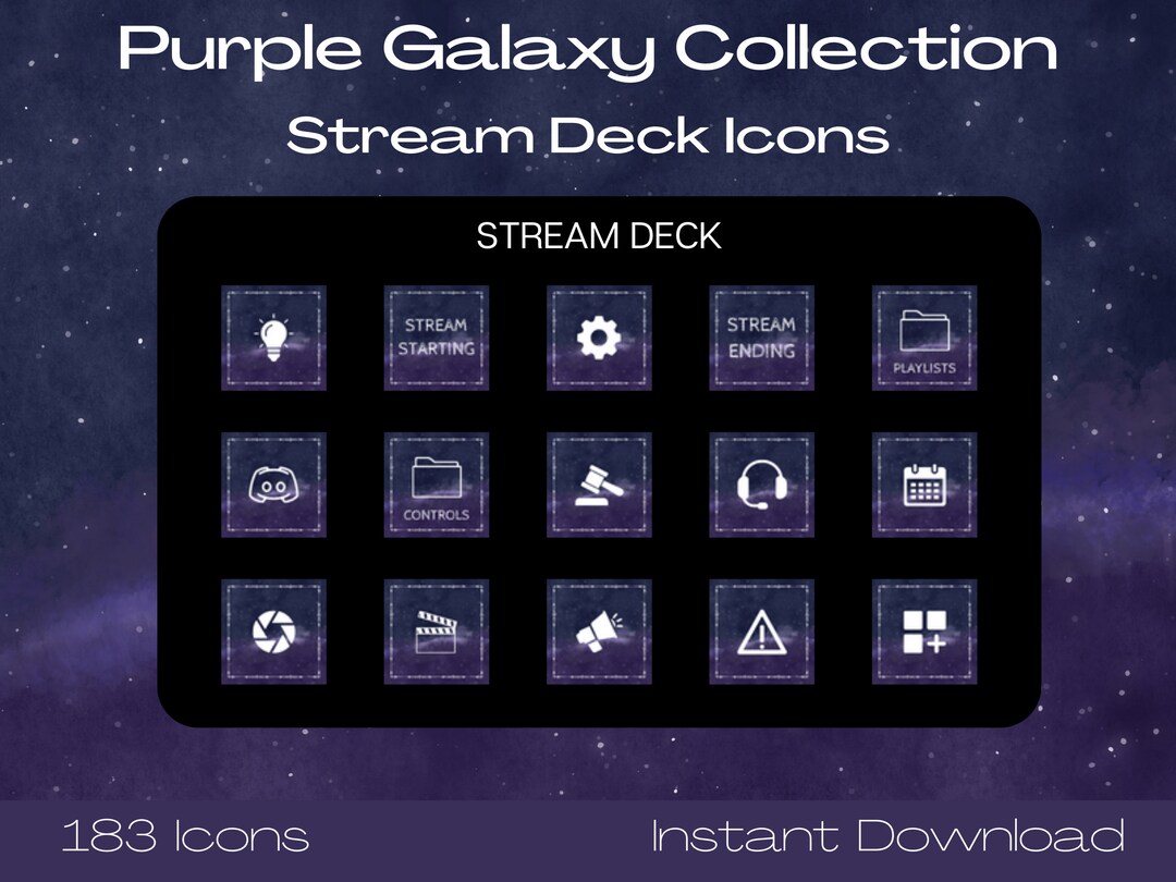 Purple Galaxy Collection Stream Deck Icons 183 Icons for Elgato Stream ...