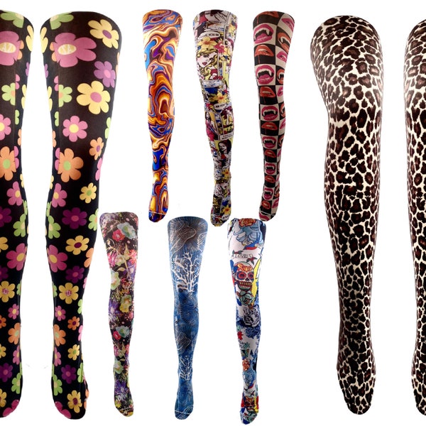 Printed Tights - Etsy