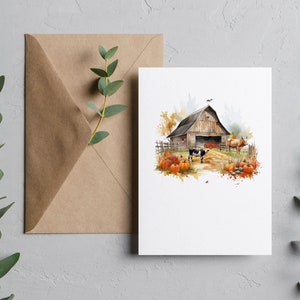 48 Autumn Farm Barn Clipart, Watercolor Clipart, Fall Season, Scrapbook ...