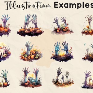 103 Halloween Zombie Hand Clipart, Watercolor Clipart, Halloween PNG ...
