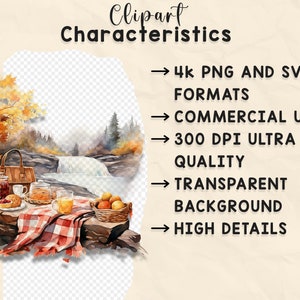 74 Autumn Picnic Clipart, Watercolor Clipart, Fall Season, Scrapbook ...
