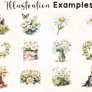 349 Daisies Clipart Bundle, Watercolor Floral Clipart, Daisy Clipart ...