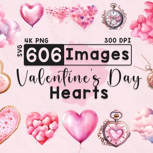 Valentine's Day Hearts Clipart, Watercolor Heart Clipart, Heart PNG ...