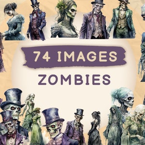 74 Halloween Zombie Clipart, Watercolor Clipart, Halloween PNG, Spooky ...
