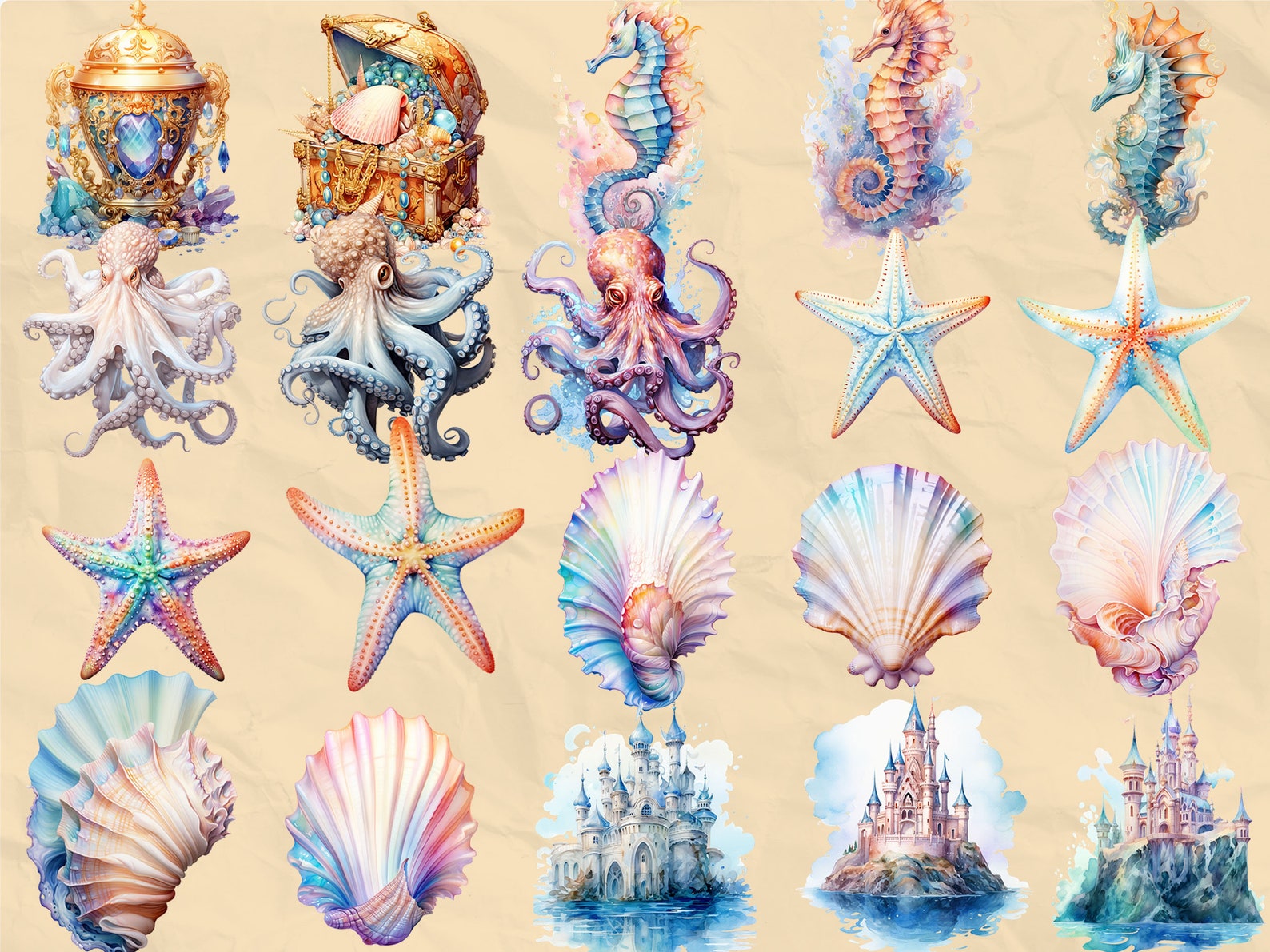 70 Pastel Mermaid Clipart Watercolor Mermaid Clipart 4K PNG - Etsy