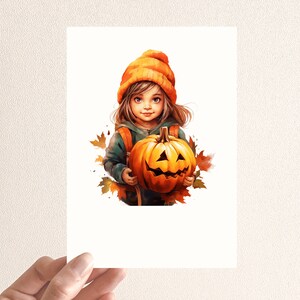 65 Halloween Cute Girl Clipart, Watercolor Clipart, Halloween PNG ...